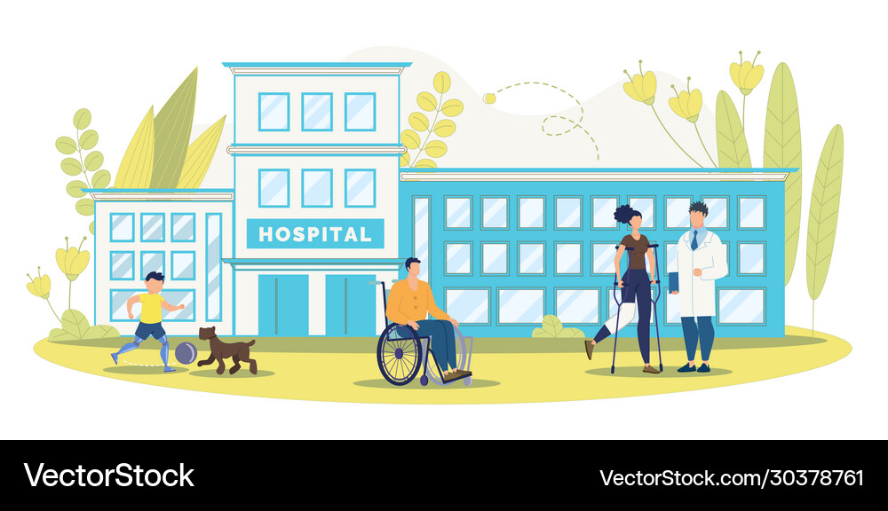 Rehabilitation center for disabled people Vector Image