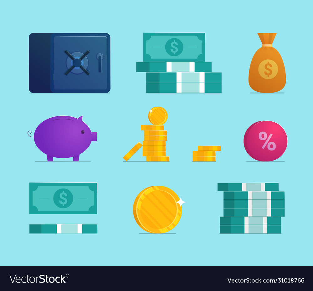 Bank deposit and money safety isolated icons Vector Image