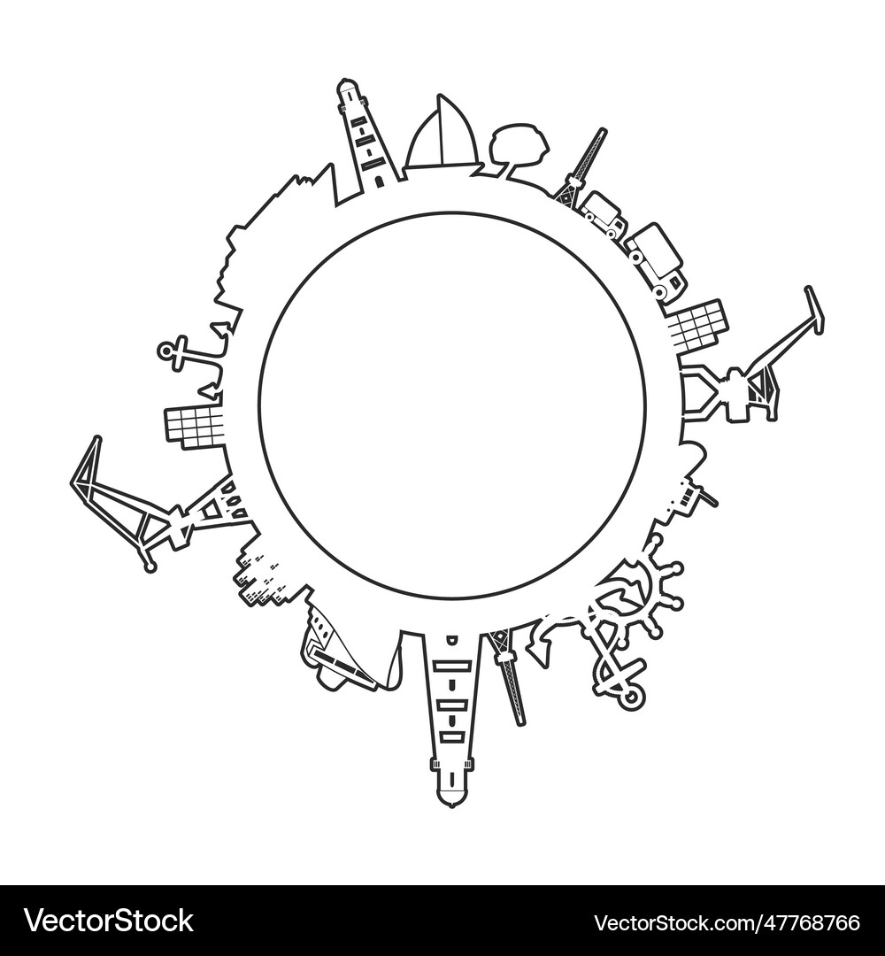 Circle with cargo port and travel relative Vector Image