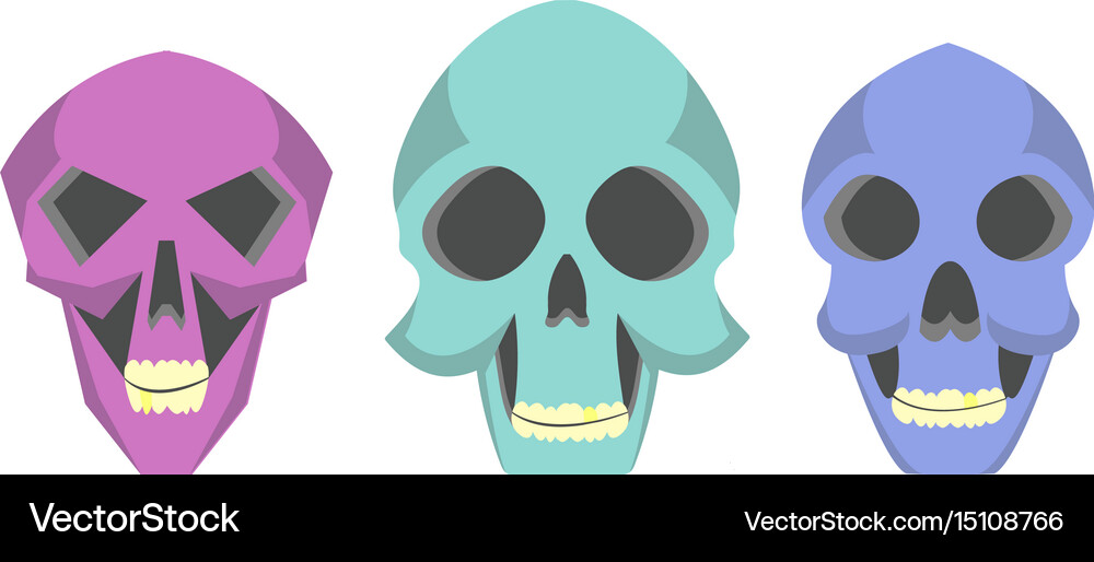 Collection cute cartoon skulls Royalty Free Vector Image