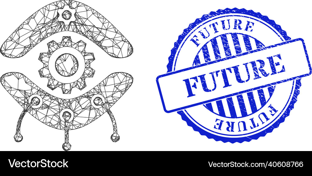 Distress future badge and network nanobot mesh Vector Image