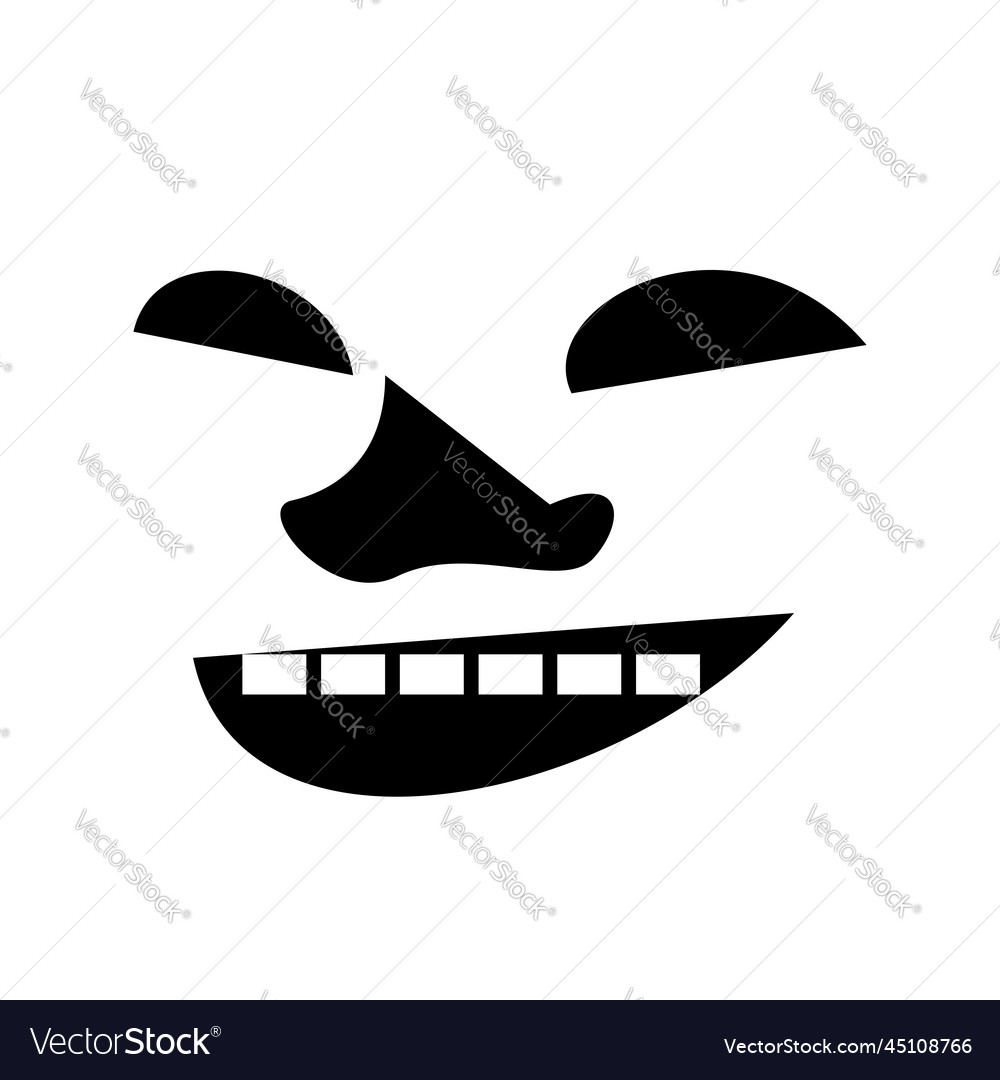 Evil face in unmatched style Royalty Free Vector Image
