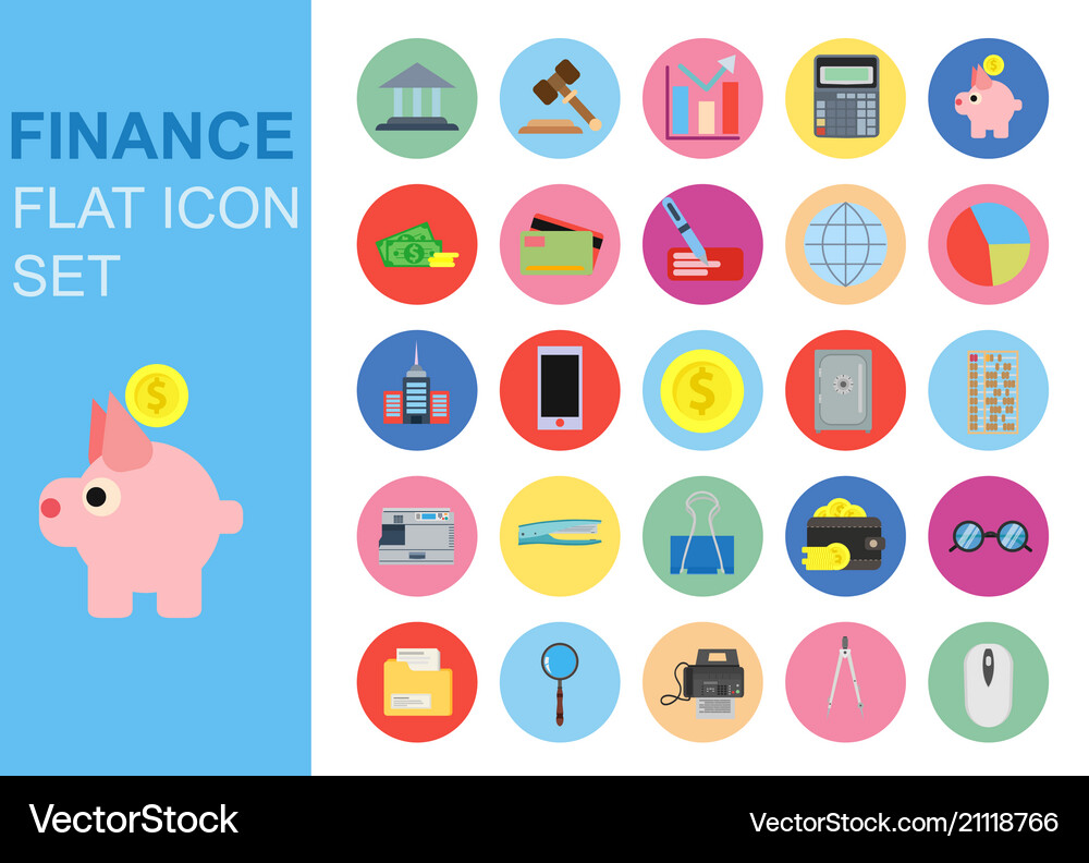 Finance universal flat business icons set design Vector Image