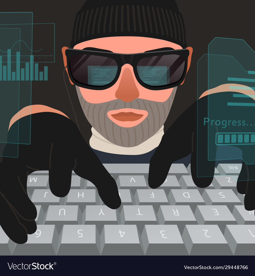 Hacker attack computer system Royalty Free Vector Image
