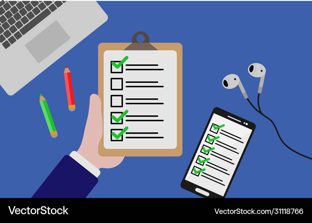 Hand holding a sheet with a questionnaire or vote Vector Image