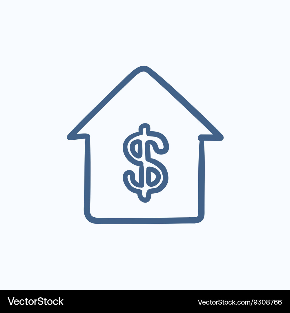 House with dollar symbol sketch icon Royalty Free Vector