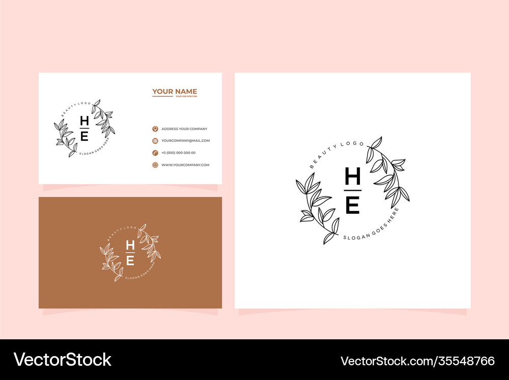 Initial he letters beautiful floral feminine Vector Image