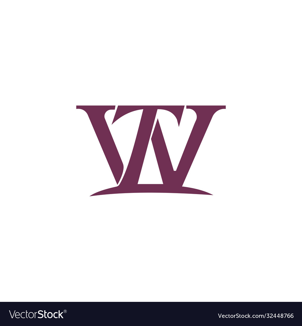 Initial letter wt or tw logo design template Vector Image