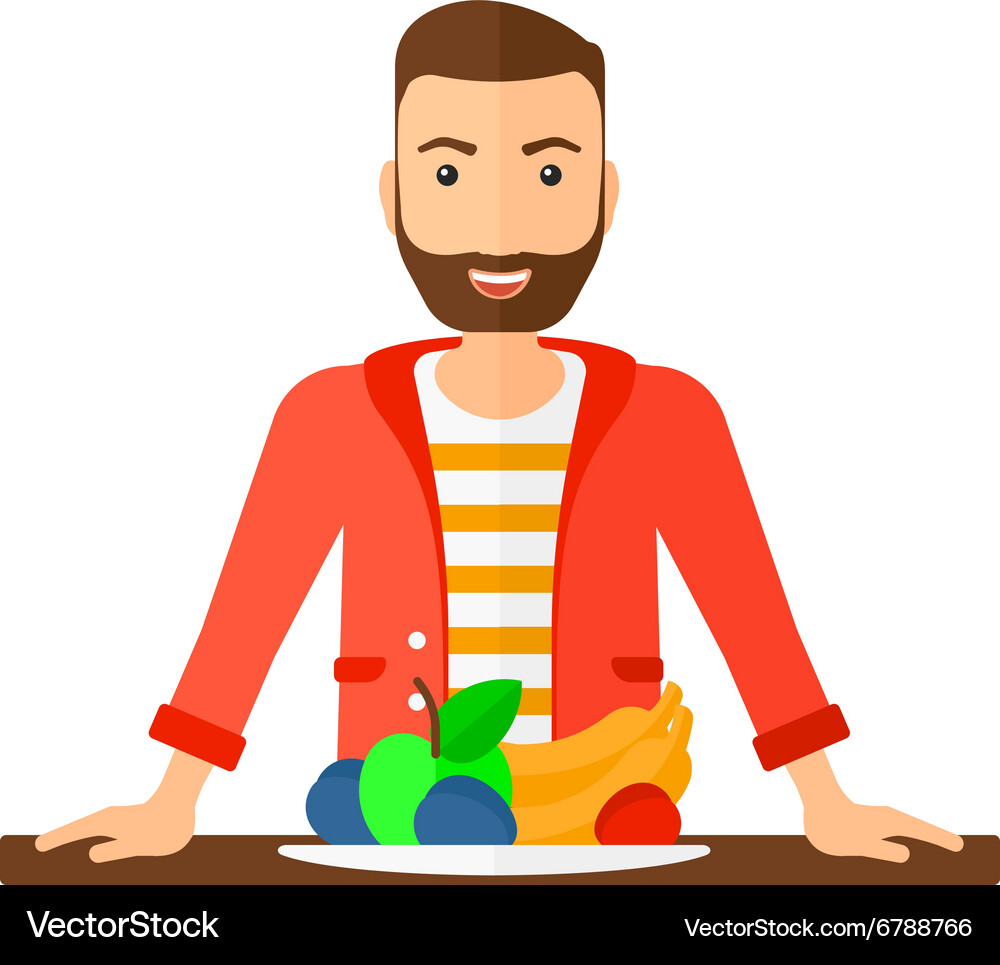 Man with healthy food Royalty Free Vector Image