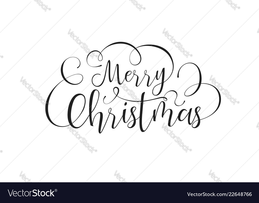 Merry Christmas Calligraphy Text Quote Background Vector Image