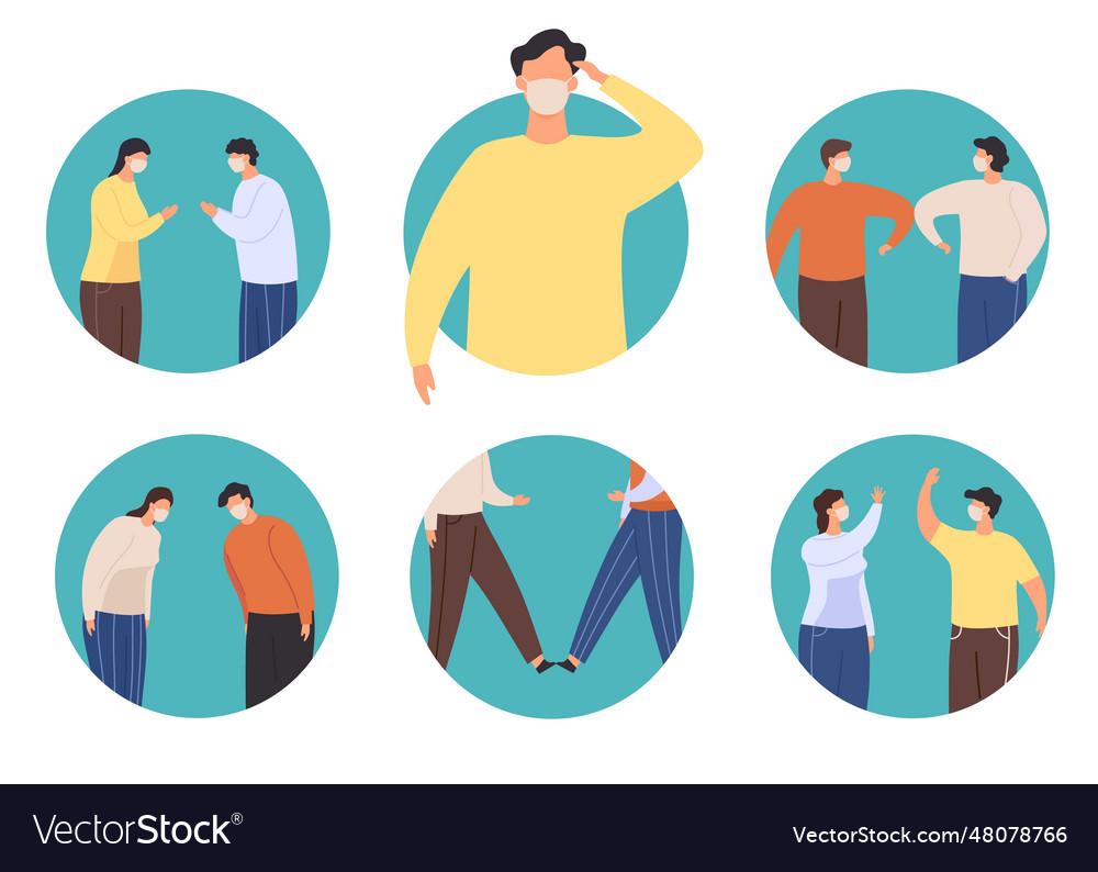 Non-contact greeting icon new normal greet Vector Image