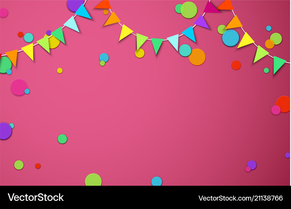 Pink festive background with colour flags and Vector Image