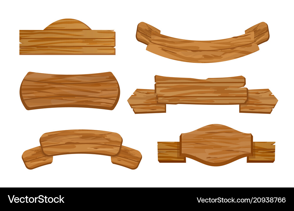 Set blank or empty wooden Royalty Free Vector Image