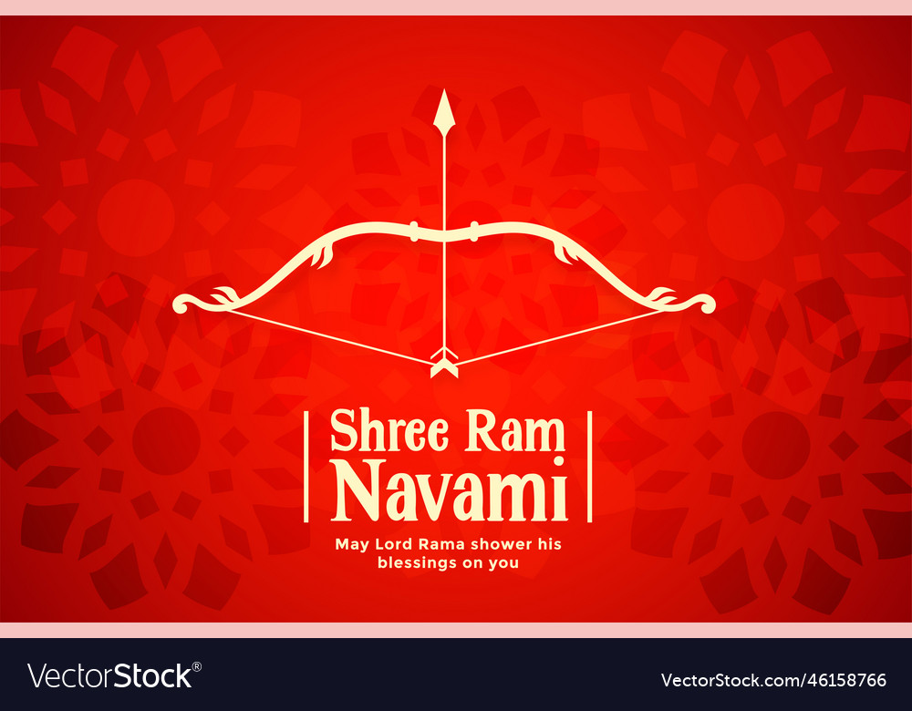 Shree Ram Navami Red Bow And Arrow Background Vector Image