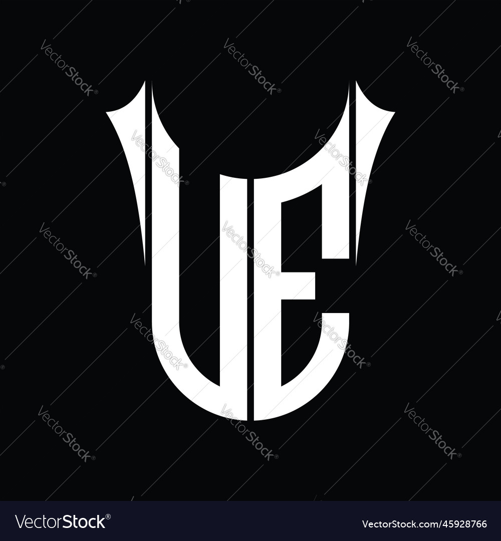 Ue logo monogram shield sharp half round shape Vector Image