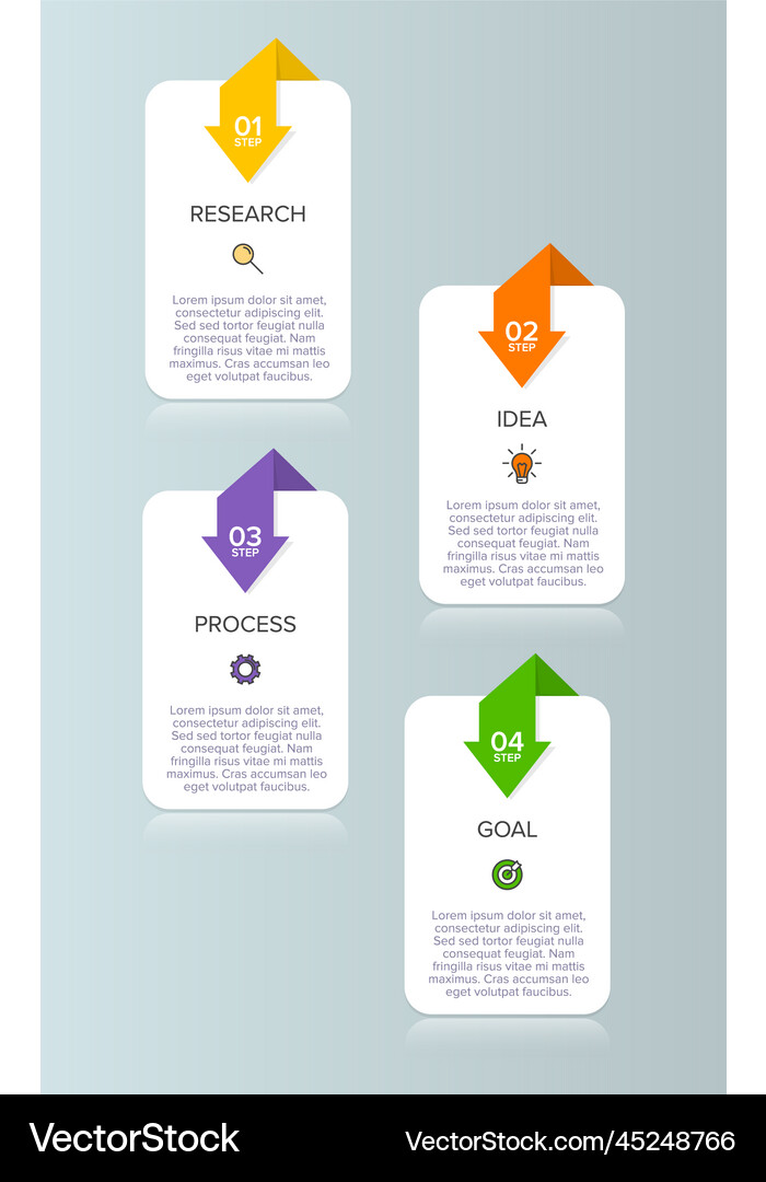 Vertical infographic design with icons and 4 Vector Image