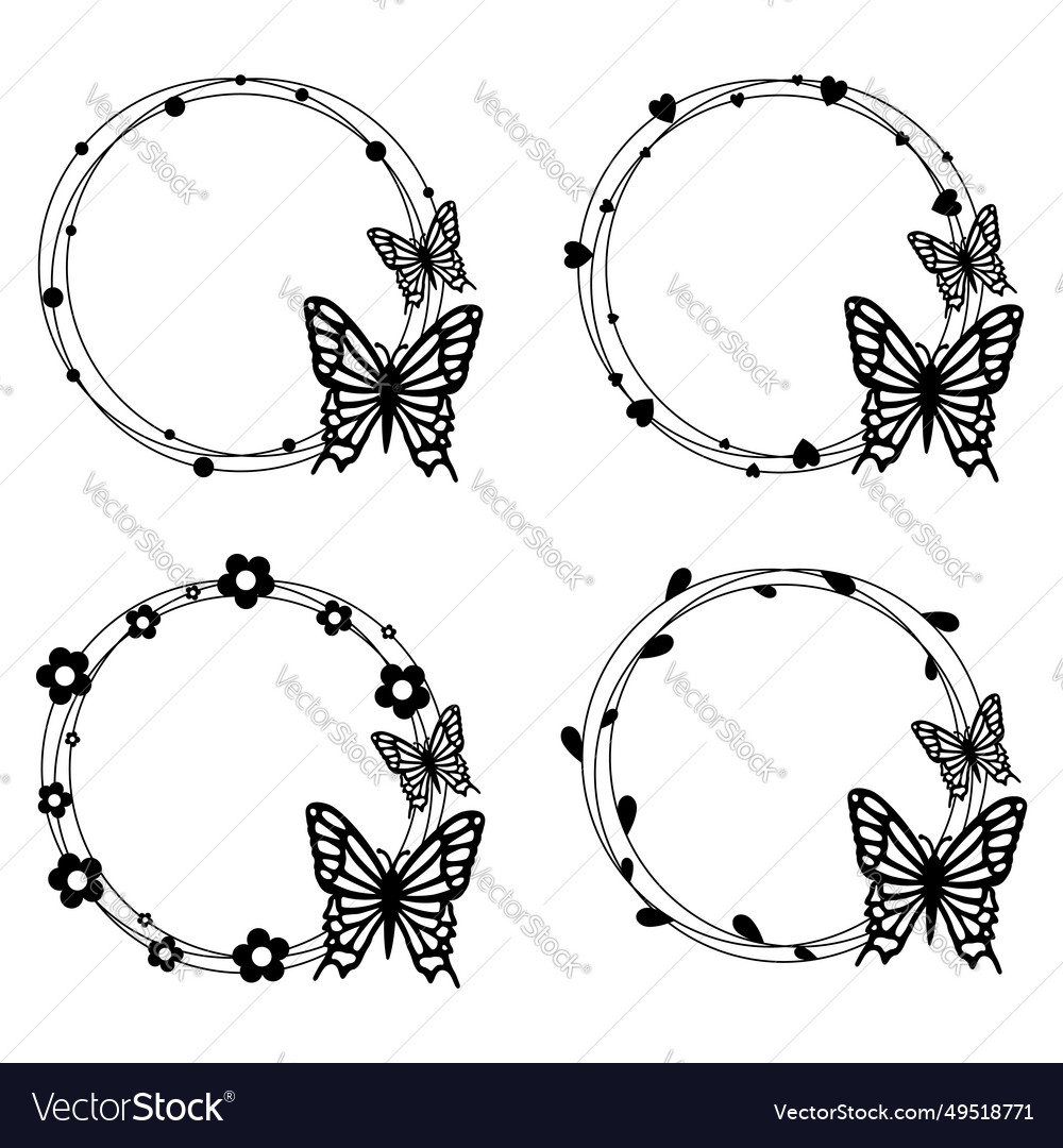 Butterfly monogram frames set Royalty Free Vector Image