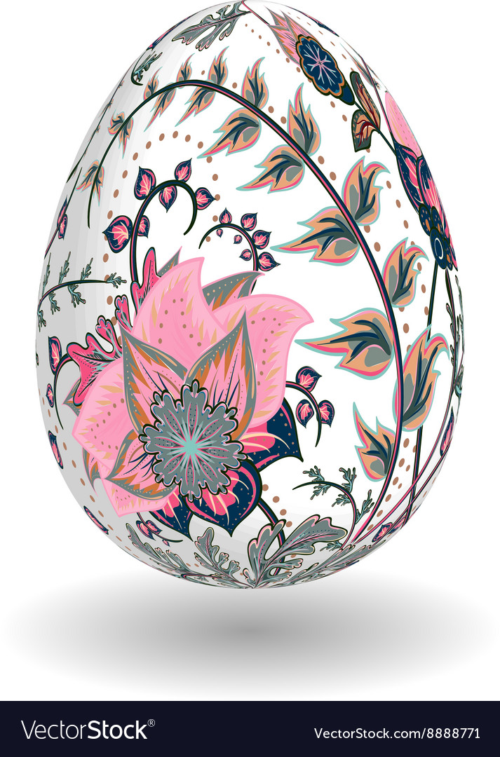 Easter egg with hand draw ornate floral pattern Vector Image
