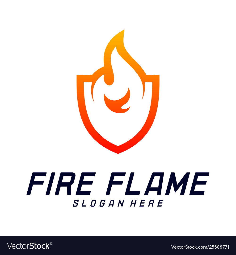 Fire shield logo design template shield logo Vector Image Fire shield logo design template shield logo Vector Image
