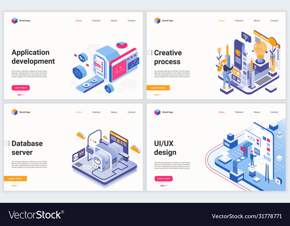 Isometric app development technology Royalty Free Vector