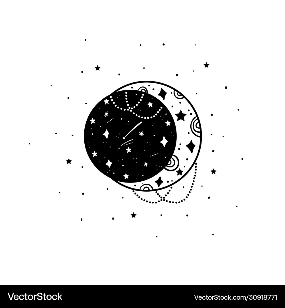 Mystical moon and stars stars constellations Vector Image