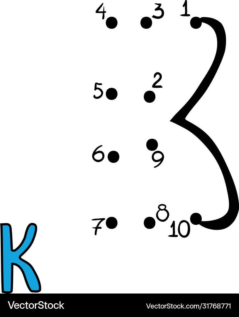 Numbers game letter k Royalty Free Vector Image