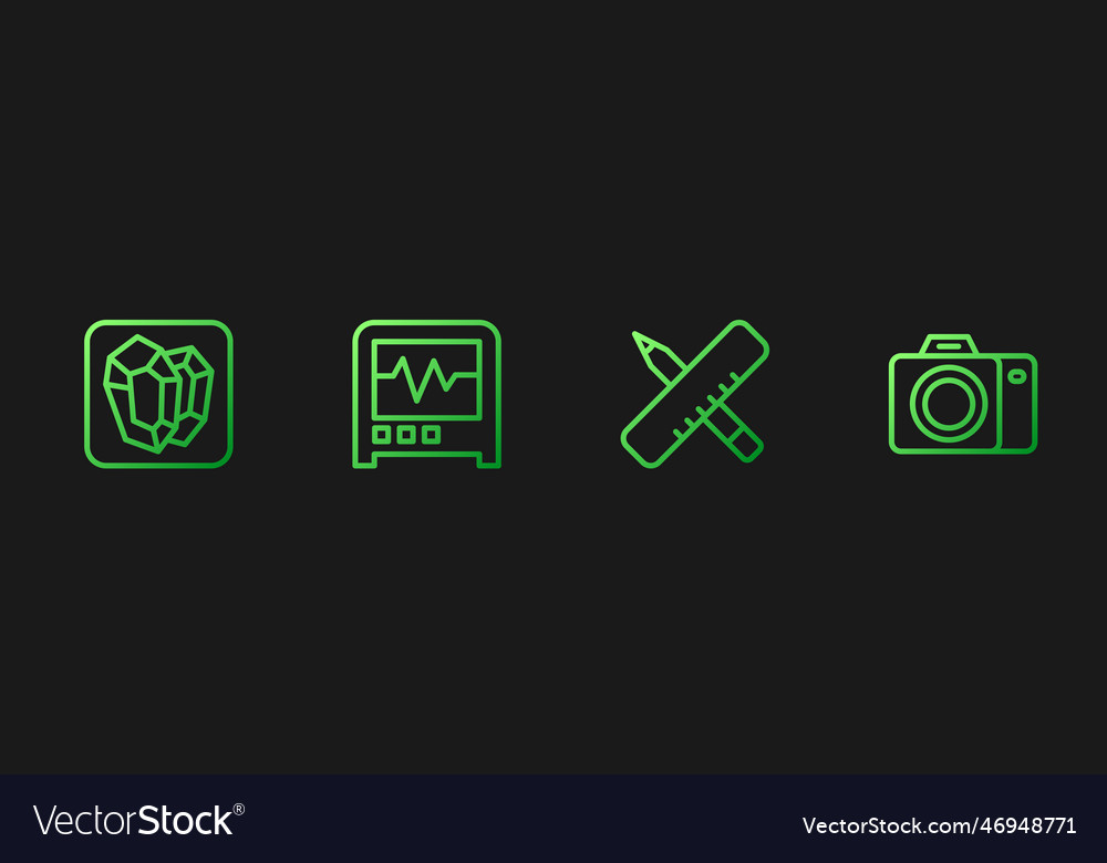 Set line crossed ruler and pencil gem stone Vector Image Set line crossed ruler and pencil gem stone Vector Image