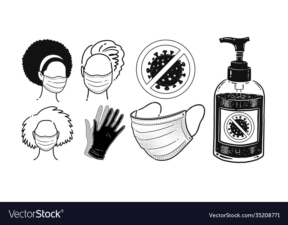 Set protection items Royalty Free Vector Image
