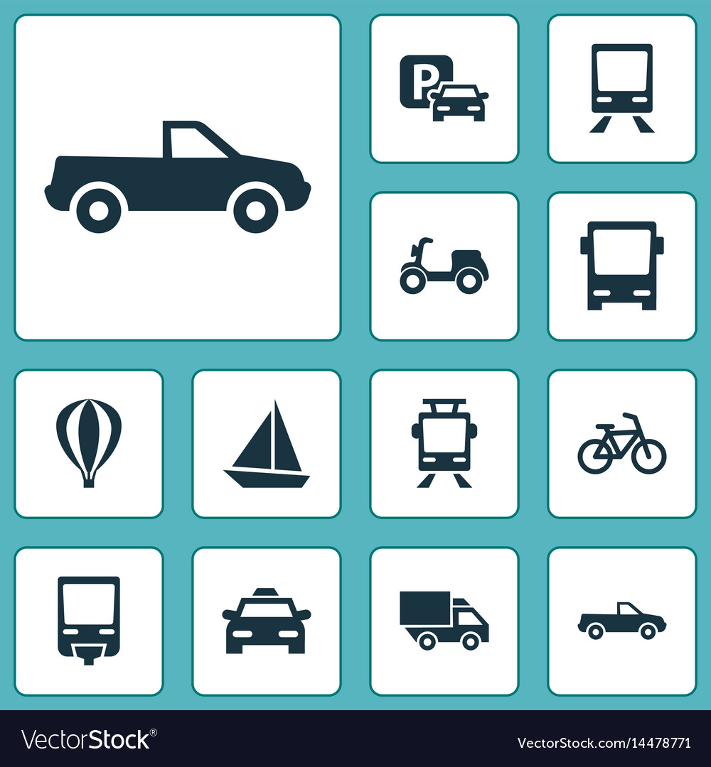 Transportation icons set collection of skooter Vector Image