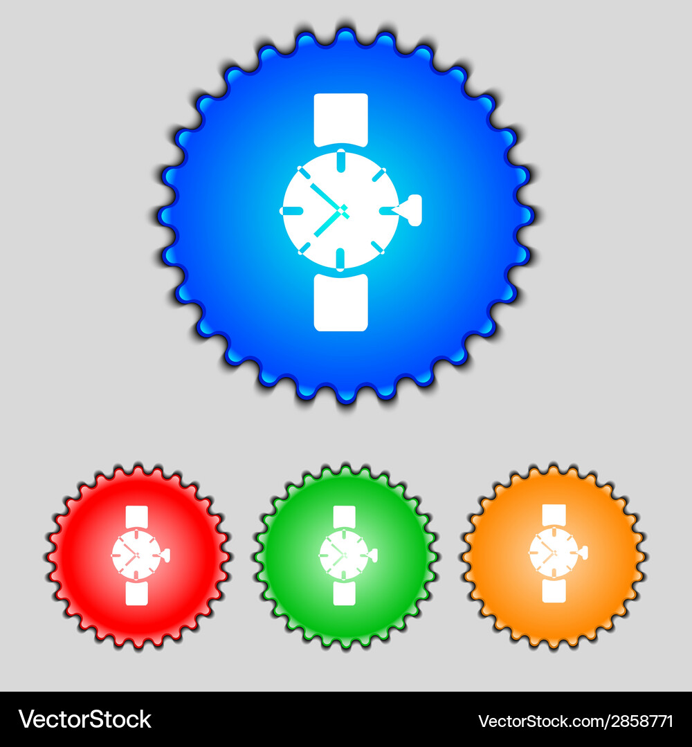 Wrist watch sign icon mechanical clock symbol set Vector Image