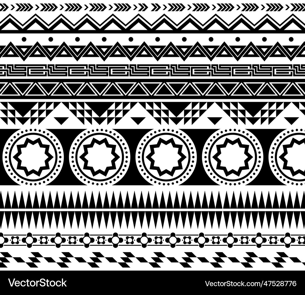 Black ethnic ornament pattern set Royalty Free Vector Image
