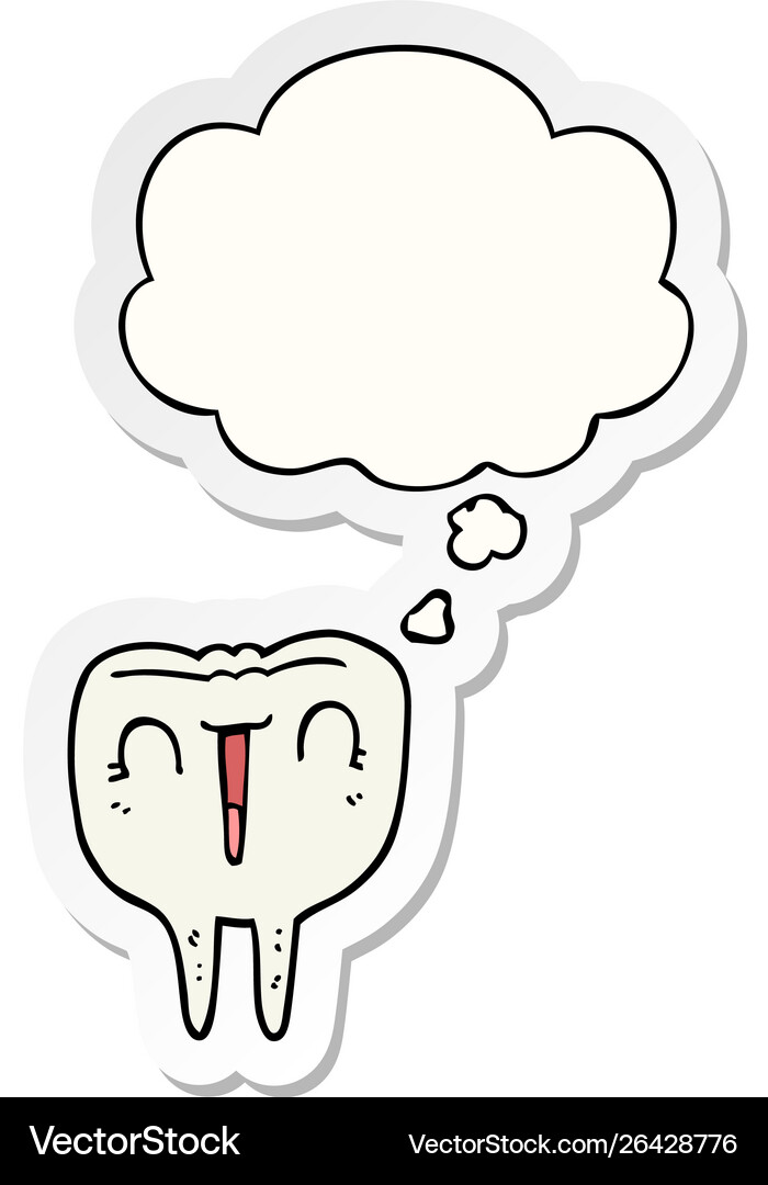 Cartoon happy tooth and thought bubble Royalty Free Vector