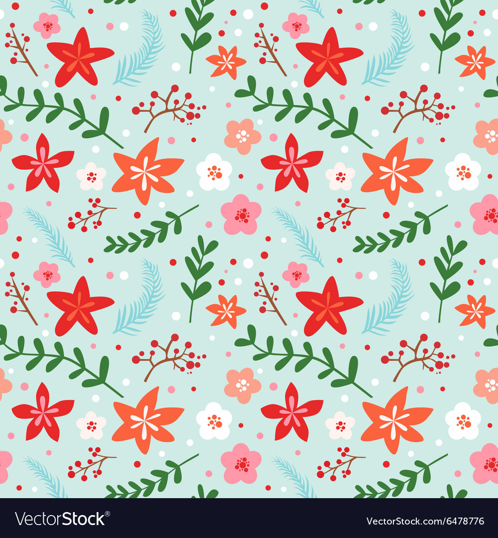 Christmas floral background - seamless pattern Vector Image
