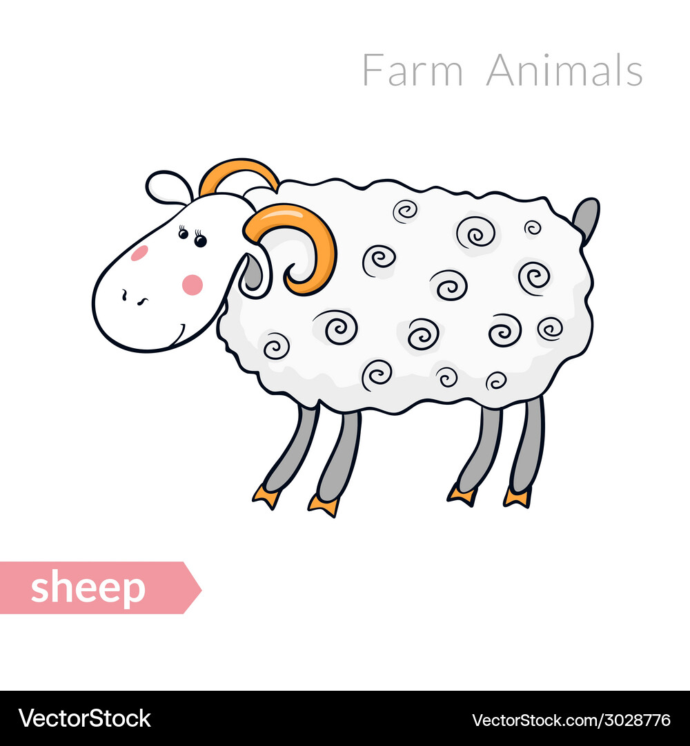Cute cartoon sheep with thick fur isolated Vector Image