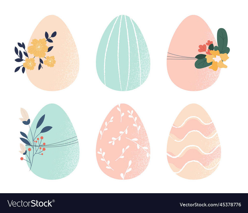 Easter boho decorated eggs set Royalty Free Vector Image