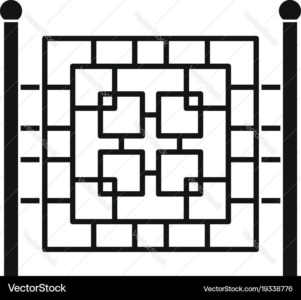 Fence with metal square icon simple style Vector Image