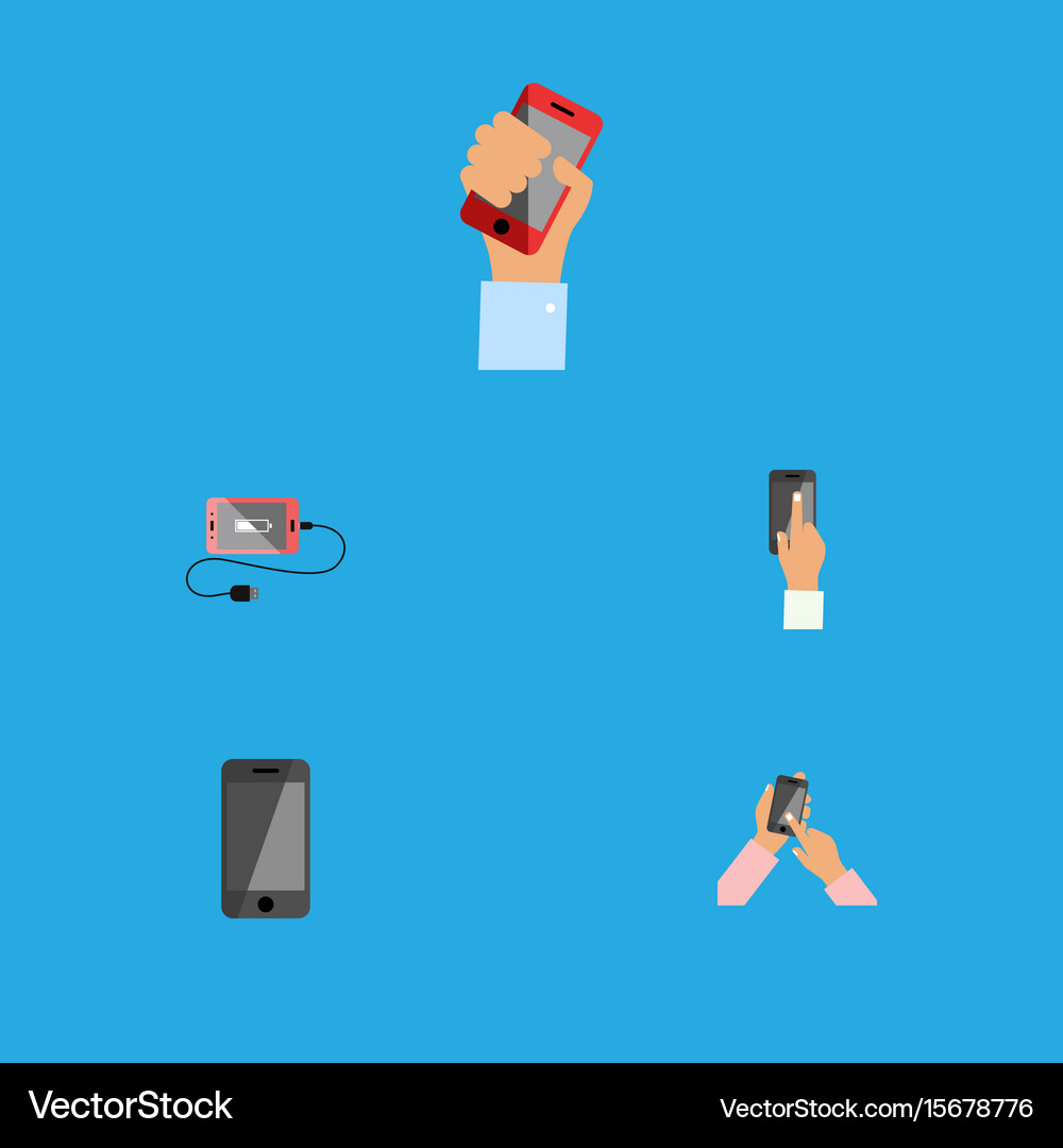 Flat icon phone set telephone cellphone Royalty Free Vector