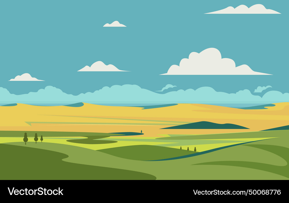 Grasslands praire landscape grass field Royalty Free Vector