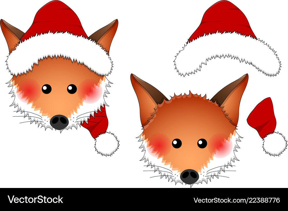 Red fox santa claus isolated on white background Vector Image