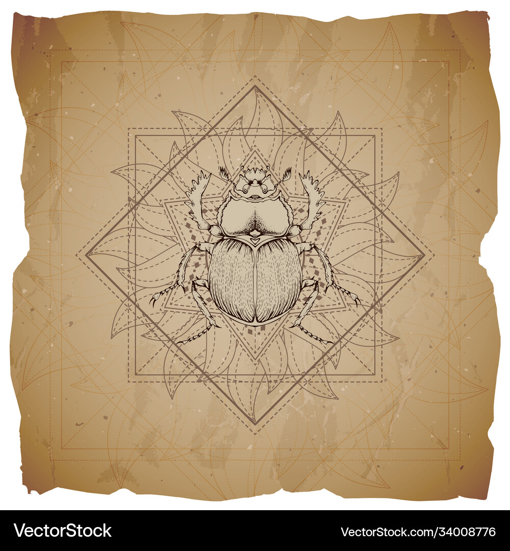 Scarab and geometric symbol Royalty Free Vector Image