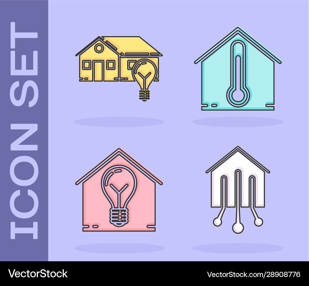 Set smart home smart house and light bulb smart Vector Image