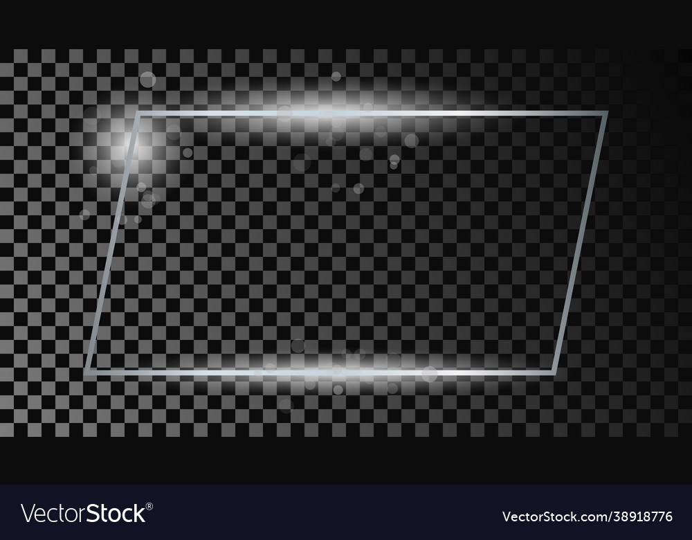 Silver glowing rectangular shape frame Royalty Free Vector