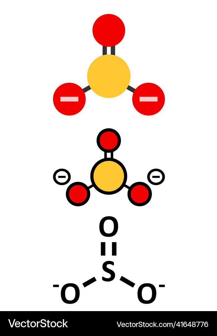 Sulfite anion chemical structure salts Royalty Free Vector