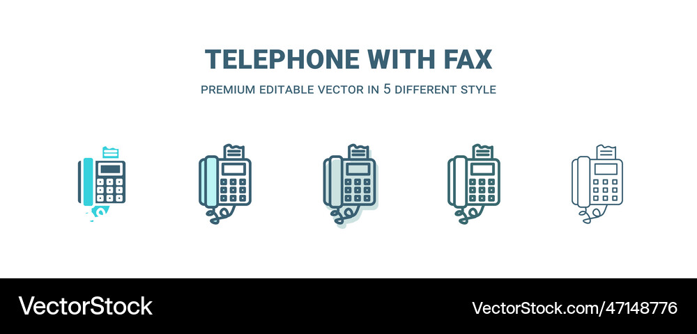 Telephone with fax icon in 5 different style Vector Image