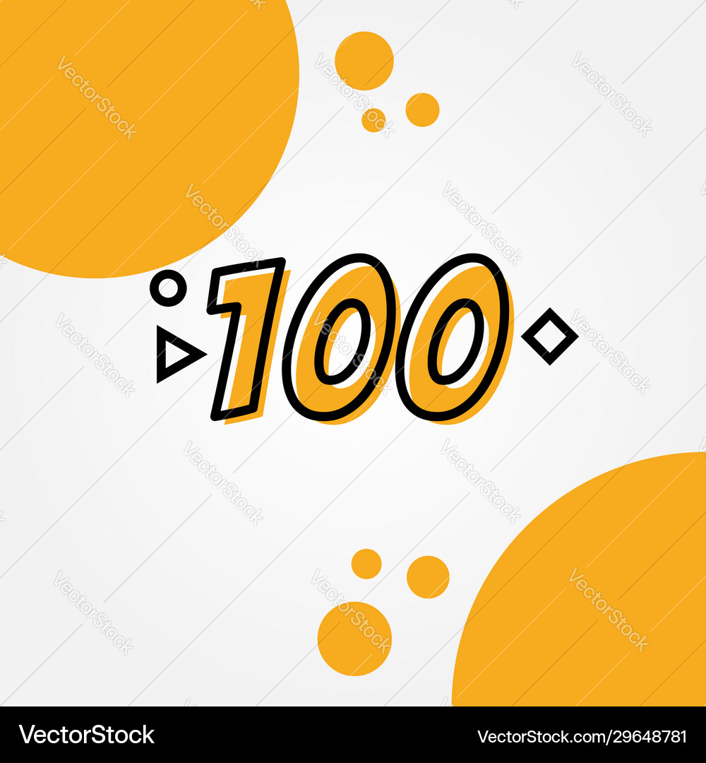 100 yellow line anniversary numbers design Vector Image