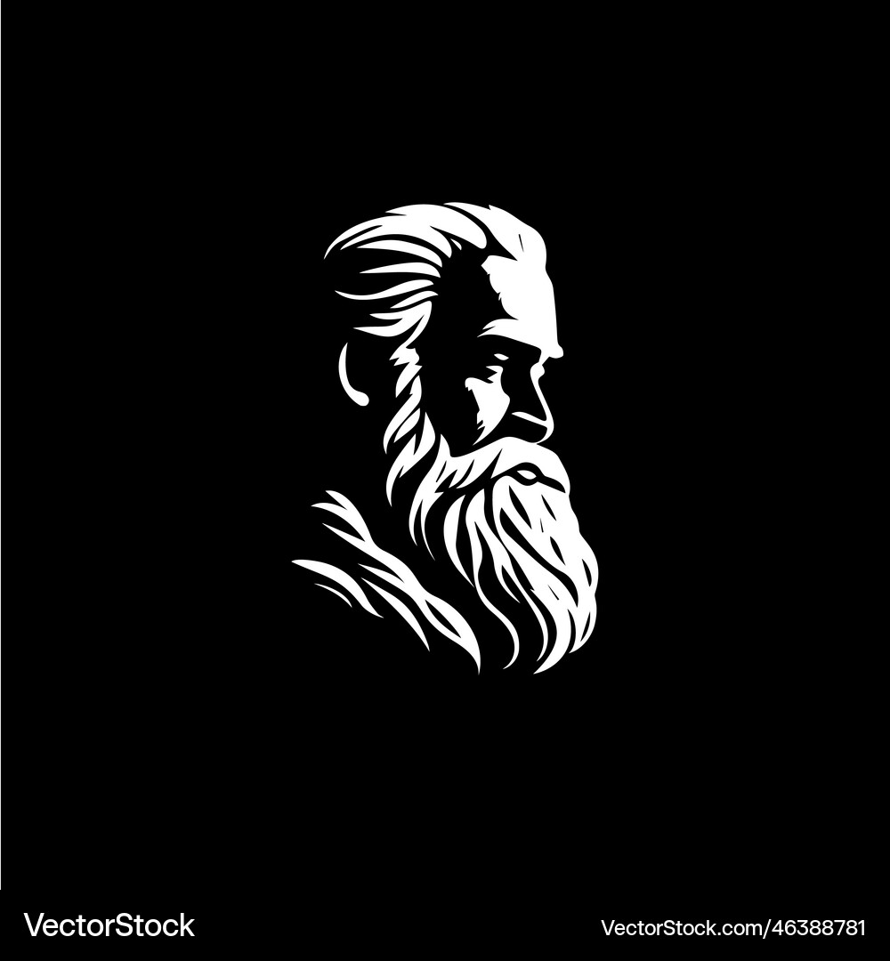 Bearded old man bust logo template santa claus Vector Image