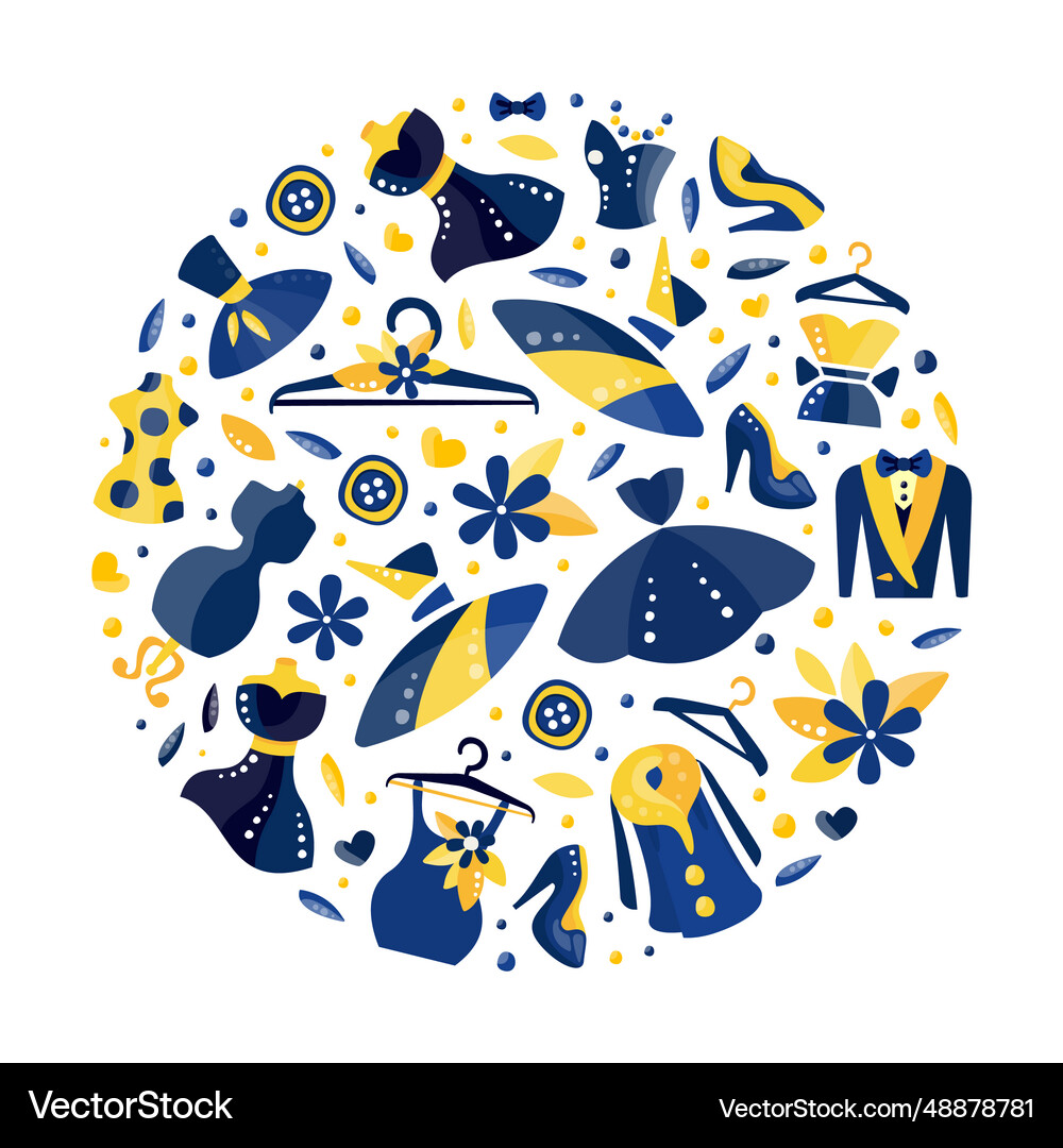 Boutique fashion round composition design Vector Image
