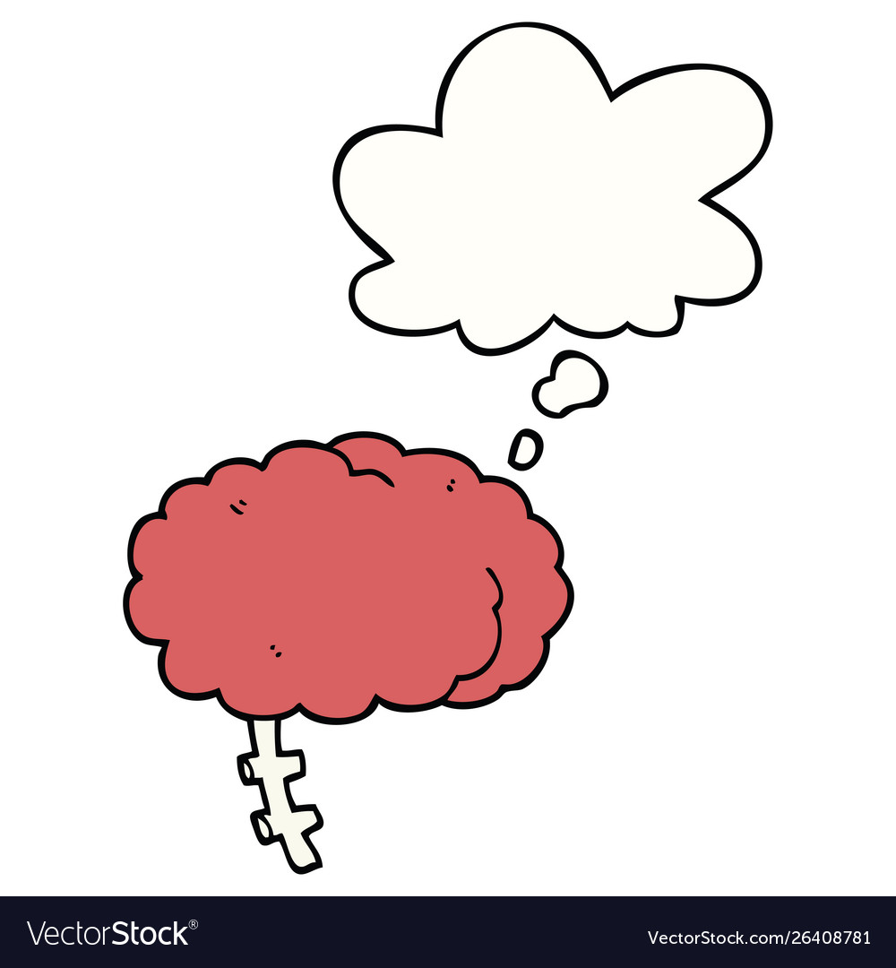 Cartoon brain and thought bubble Royalty Free Vector Image