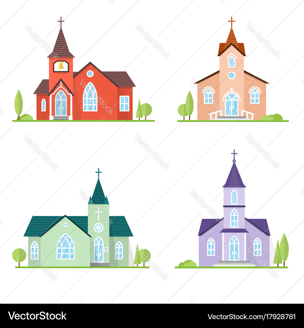 Catholic church landscape Royalty Free Vector Image