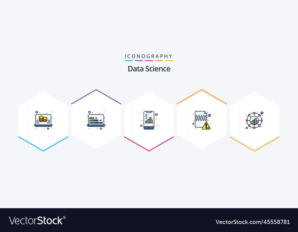 Data science 25 filledline icon pack including Vector Image